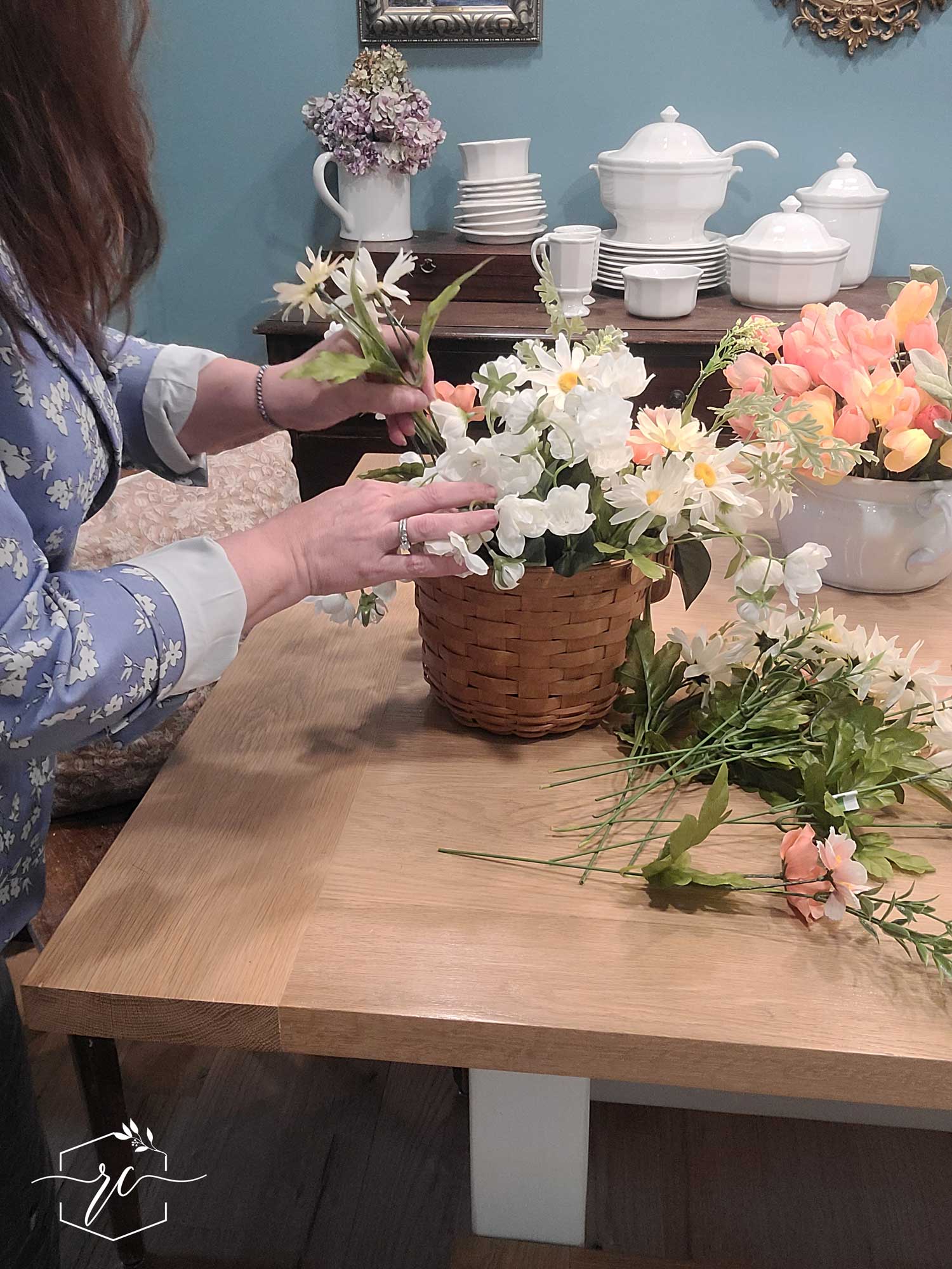 Easy Spring Flower Arrangement with Faux Flowers | Raspberry Creative, LLC